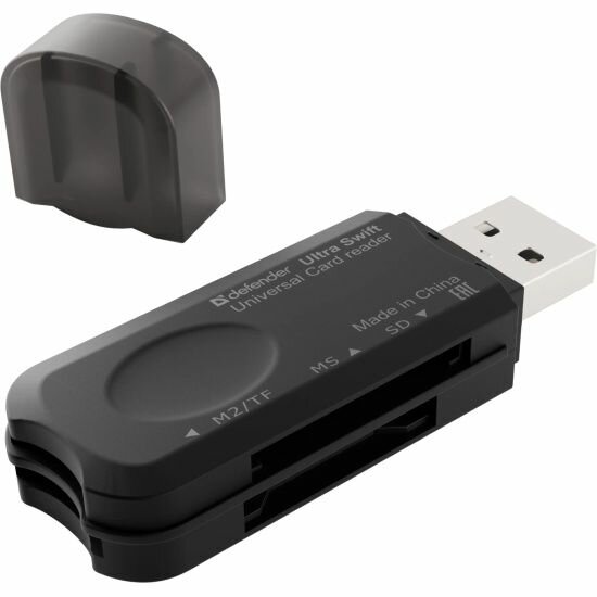 Картридер Defender Ultra Swift USB 2.0, 4 слота (83262DF)