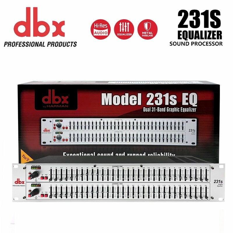 Эквалайзер dbx 231S двухканальный 31-полосный графический звуковой процессор для сцены, студии и караоке, монтаж в аудиостойку 2U