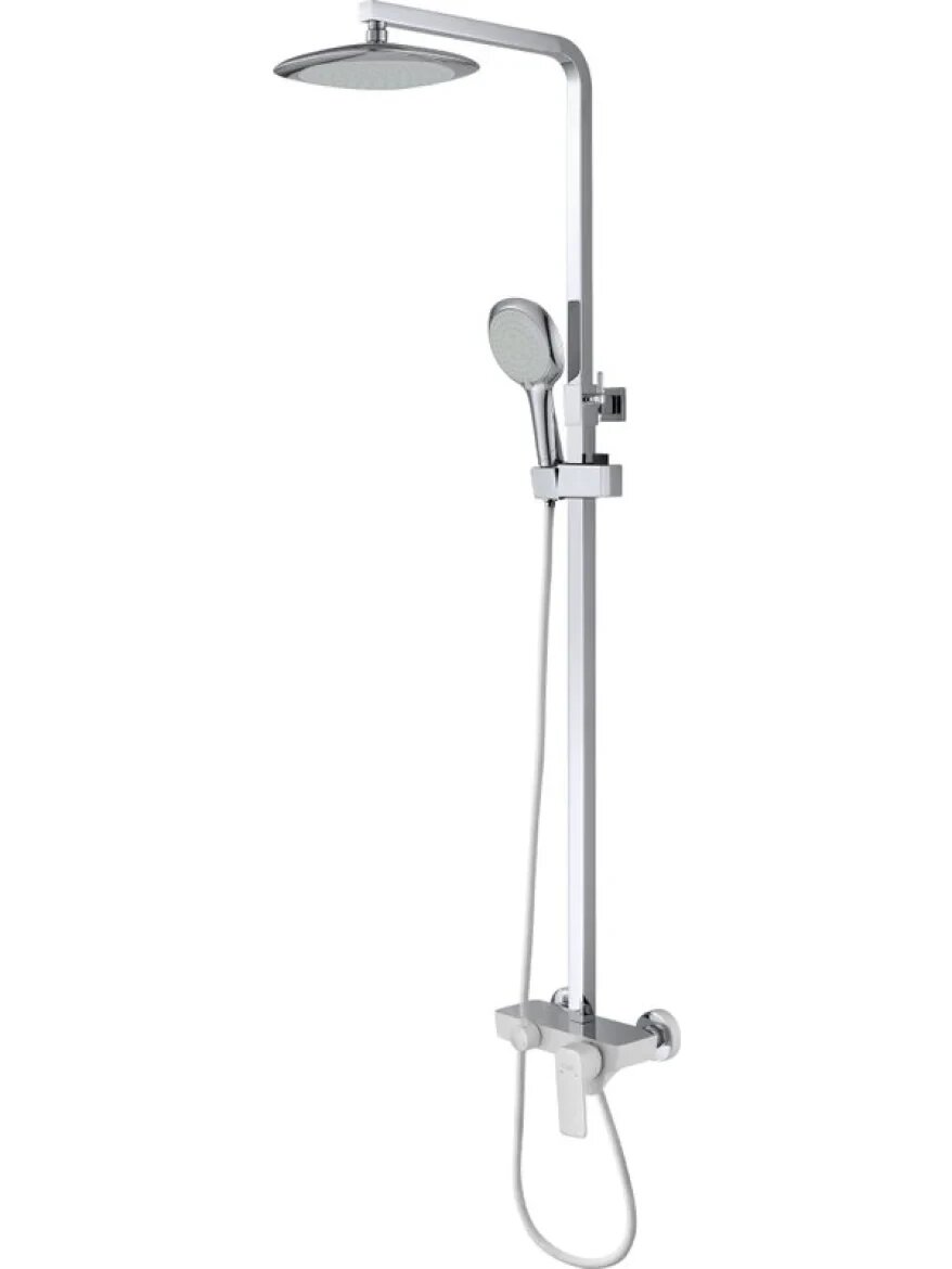 Душевая стойка D&K Berlin Steinbeis DA1433716A02 белый, Латунь, глянцевая, рычажное, 150×40×30 см