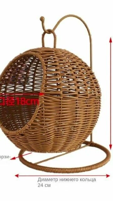Хлебница из ротанга с металлической рамой и крючком, 31×15×10 см, темно-коричневая — для кухни, дачи, загородного дома — фото 1