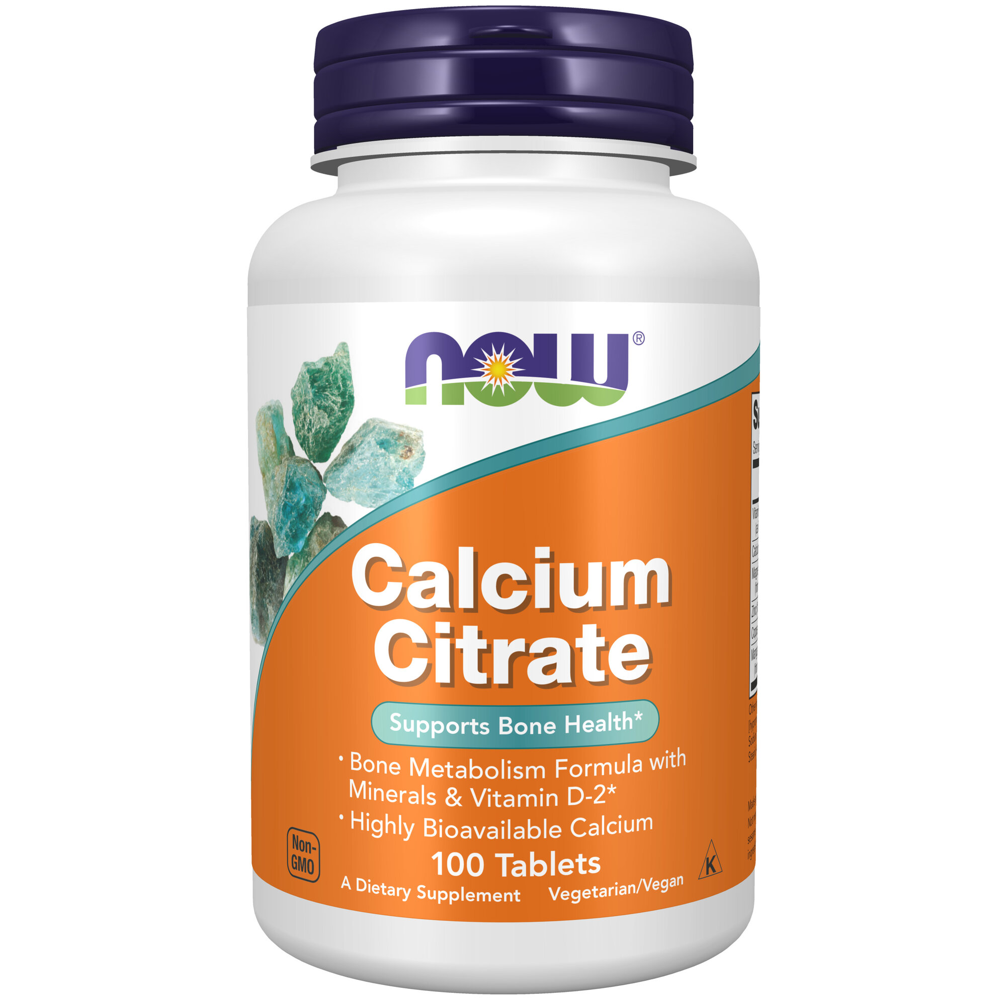 NOW Calcium citrate, Кальций + Магний + Цинк + Витамин Д2, 100 таблеток, Комплекс для костей и зубов