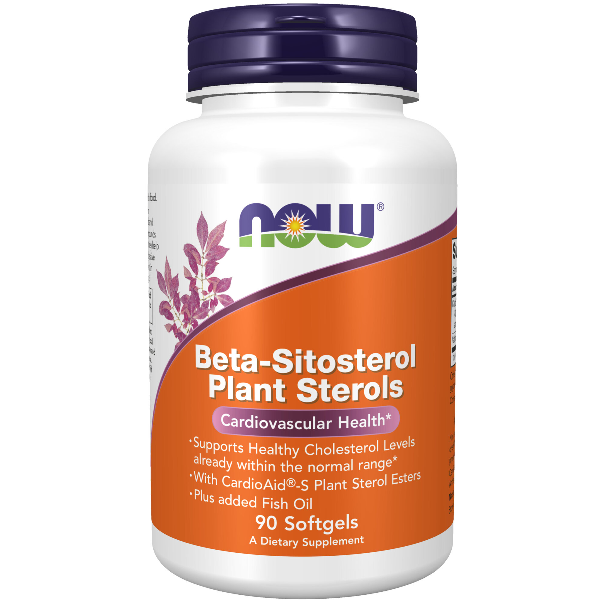Бета-ситостерин + Рыбий жир NOW Beta-Sitosterol Plant Sterols 90 мягких капсул