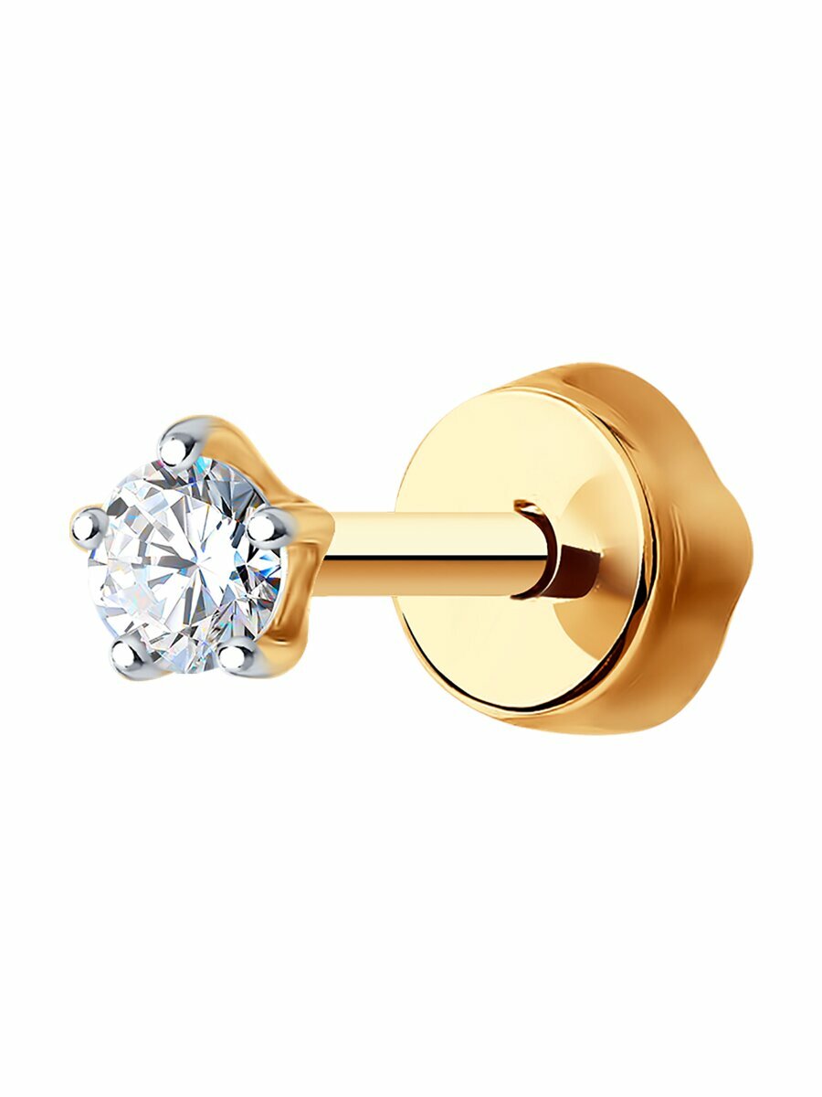 Моносерьга Diamant, красное золото, 375 проба, фианит