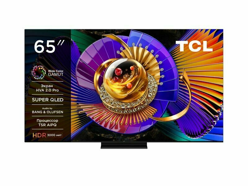 TCL Телевизор 65C7L 144 Гц 4K UHD SQD-Mini LED HDR10+ Dolby Vision/Atmos, черный