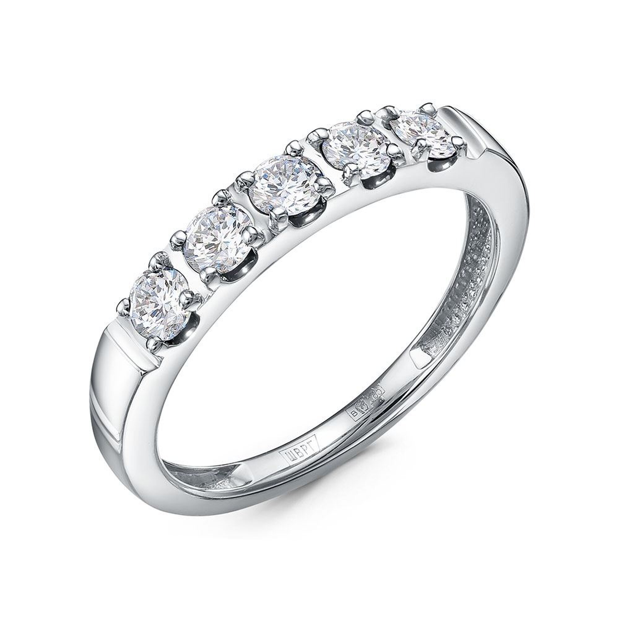 Кольцо Diamant online, белое золото, 585 проба, изумруд