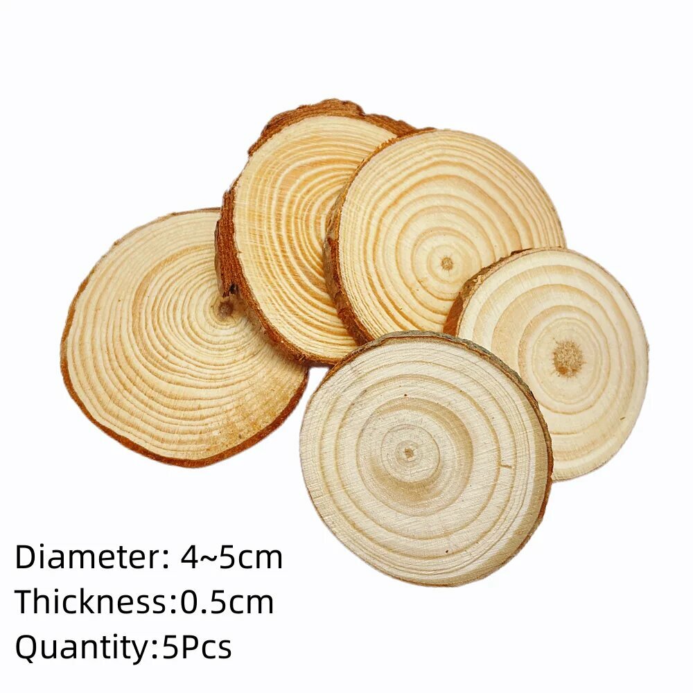 Натуральные деревянные срезы сосны для рукоделия 3-12 см 5pcs4-5cm