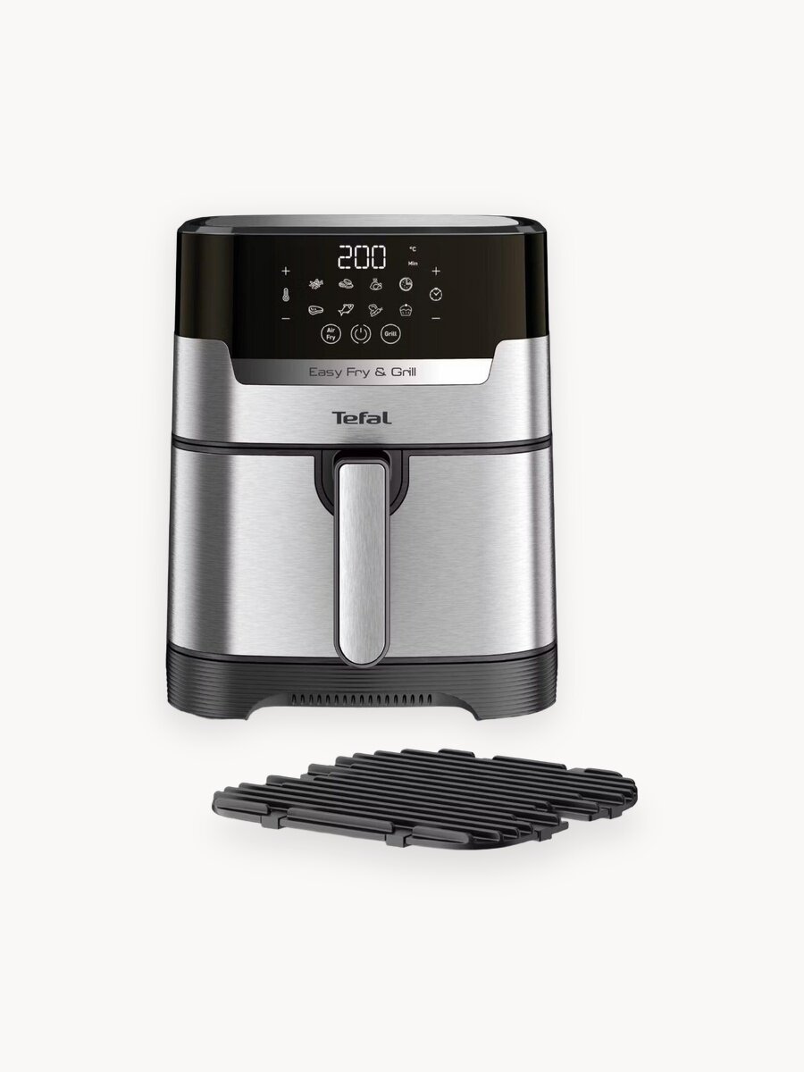 Аэрогриль Tefal Easy Fry & Grill Digital 2в1 EY505D15, 4.2 л, с сенсорным дисплеем, 8 программами, таймером, серебристый