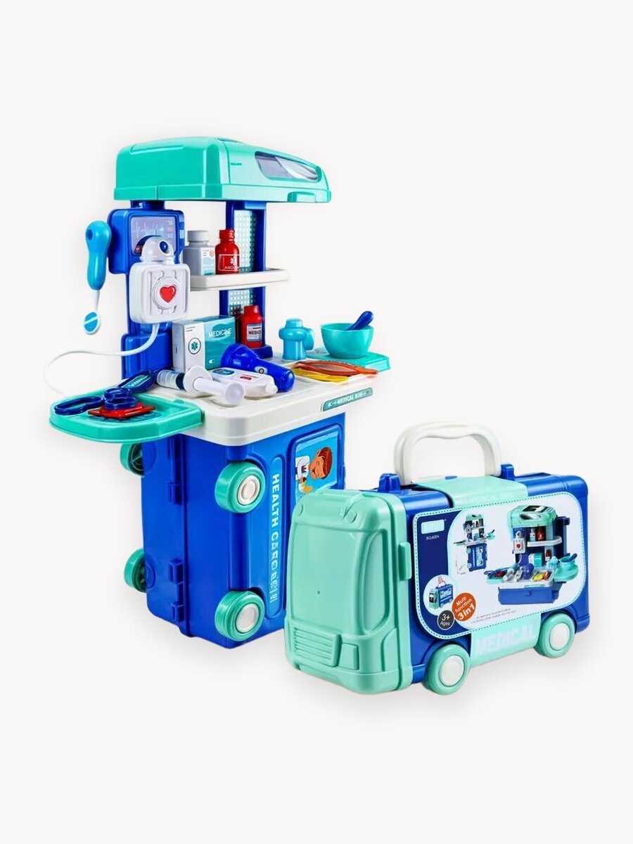 Набор доктора детский в чемодане игровой Play Okay 3в1 с аксессуарами для мальчиков и девочек / сюжетно ролевая игра, 29 предметов
