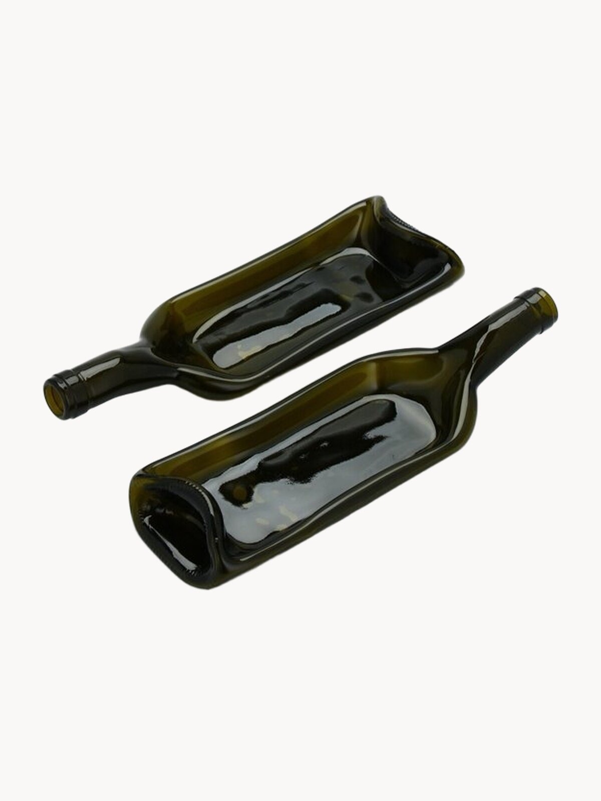 Тарелка в форме бутылки, набор 2 штуки, сервировочная, стеклянная