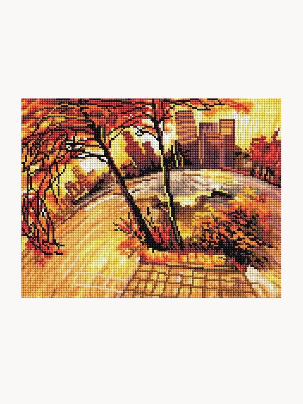 Алмазная мозаика "Золотая осень" ТРИ совы, 30x40 см, полная выкладка, на подрамнике