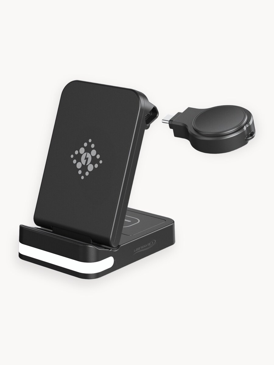 Беспроводная зарядка 4 в 1 для SAMSUNG, док станция QI (TRAVEL model) Черная