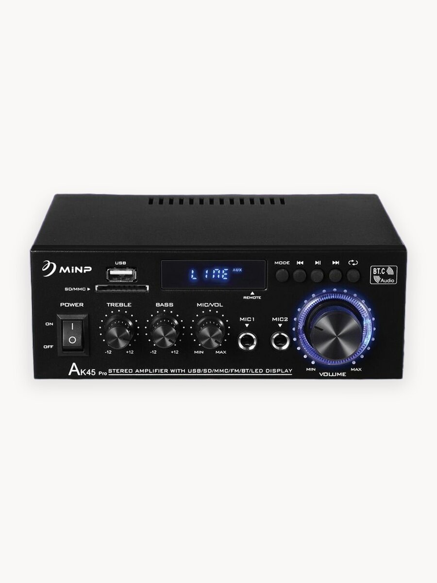 Yсилитель звука 2.1 HI-FI усилитель звука для колонок, домашнего кинотеатра AK45Pro, 500BT+500BT-USB, MIC, FM