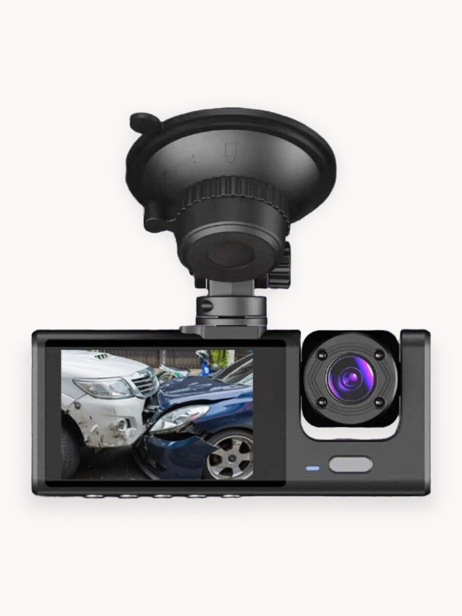 Видеорегистратор для автомобиля Full HD 3-в-1 с камерой заднего вида и G-сенсором, FLASH-КAРТА 32 ГБ