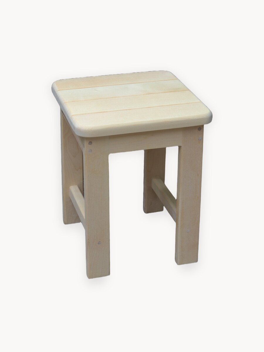 Табурет деревянный квадратный на кухню, на дачу, в сад и баню, прочный, хорошо отшлифован, массив березы, 32х39х32 см