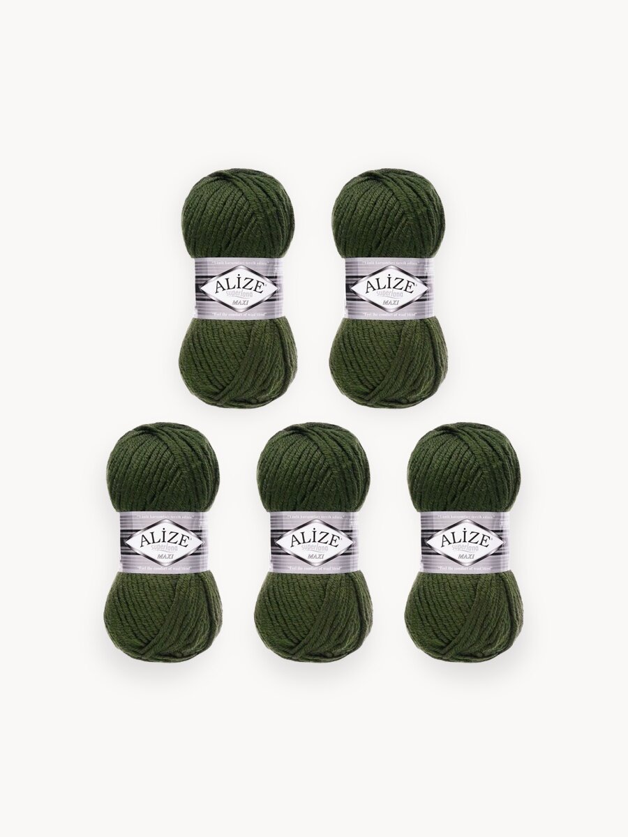 Пряжа для вязания ALIZE 'Superlana maxi', 100г, 100м (75% акрил, 25% шерсть), ТУ (241 темно-зеленый), 5 мотков