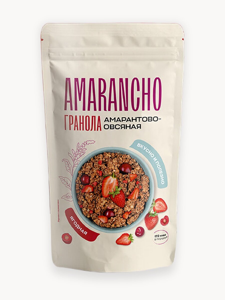 Amarancho Гранола без сахара ягодная с амарантом, 270 гр, завтрак