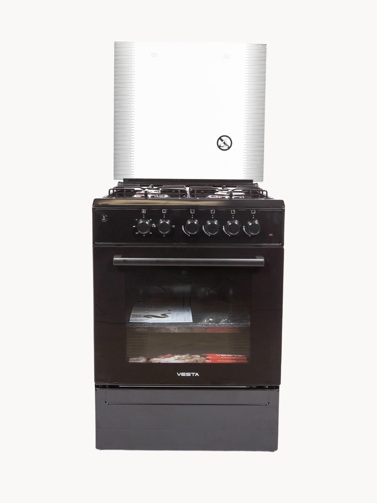 Комбинированная плита VESTA "Valencia" VGE 50, черная, с электродуховкой, механический электроподжиг