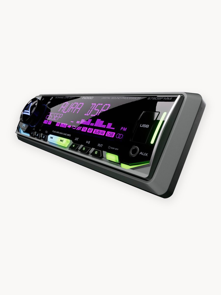 Автомагнитола процессорная AurA INDIGO-878DSP MKII, 1DIN, 8 каналов, Bluetooth, USB, FM, 4x51Вт