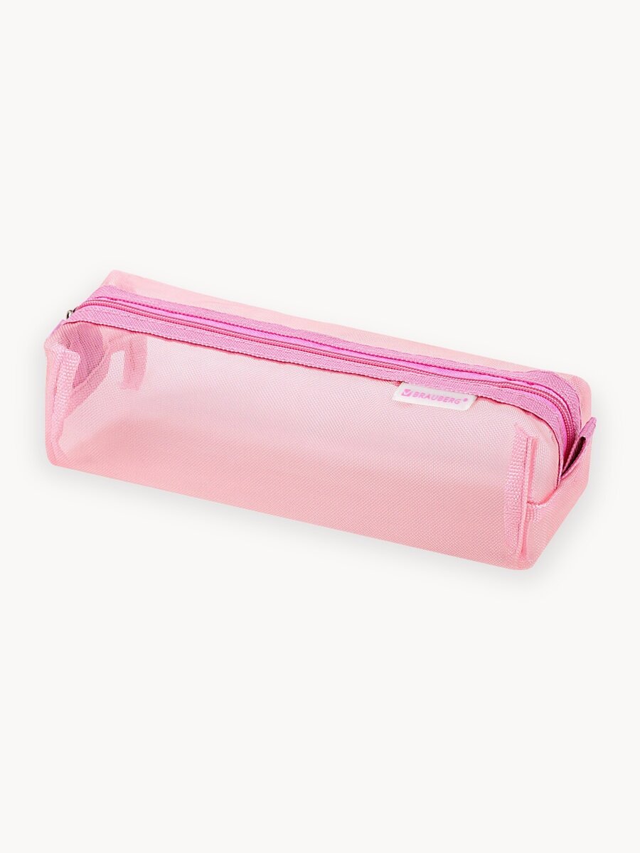 Пенал-тубус Brauberg, сетка, 22х5х5 см, розовый, 272235