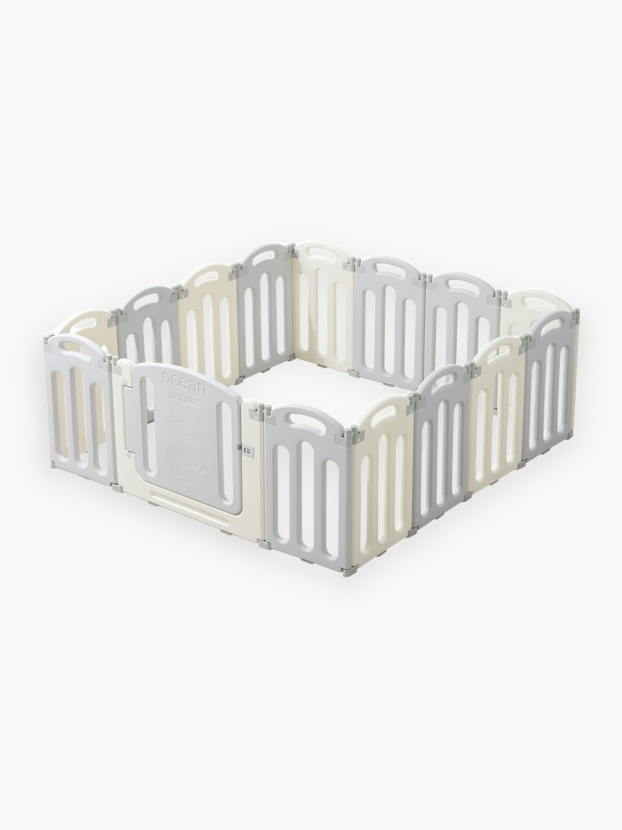 Манеж детский UNIX Kids Океан / Ocean 151 x 151 см складной пластиковый для дома, улицы, серый
