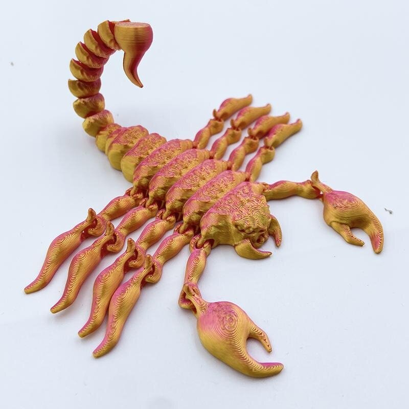 Красно-золотой скорпион 3D-печатная модель игрушка, длина 17 см