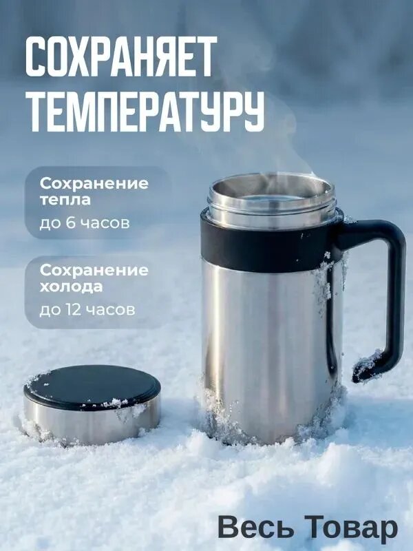 Термокружка 0.42 л, серебристый — фото 1