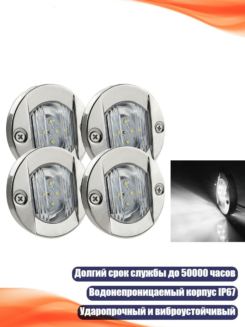 Светодиодный судовой фонарь для крепления на транец, W