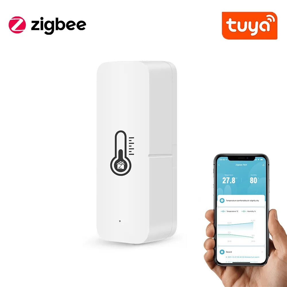 Датчик температуры и влажности Tuya Zigbee или Wi-Fi