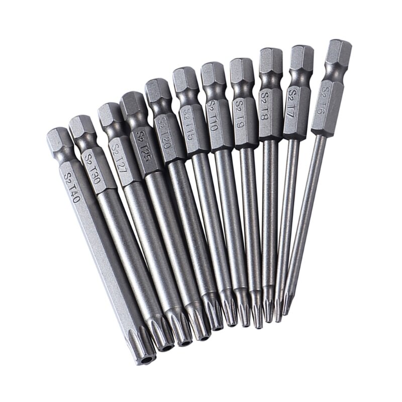 11 штук Набор Торцевых Долот 3,52 Дюйма Набор Торцевых Отверток Ударный Магнитный Адаптер С Шестигранником T7 T8 T9 T20 T25 T27 T30 T40