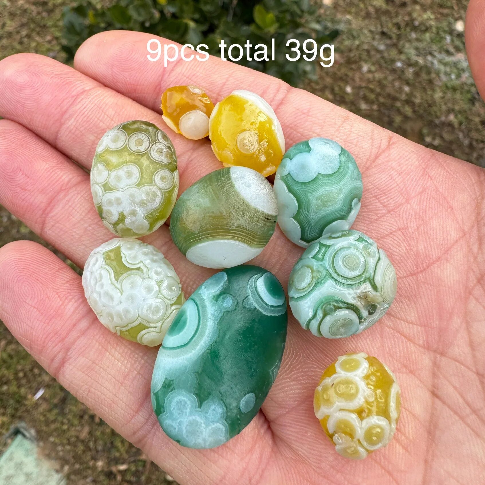 Зеленый сардоникс агат из Алхаса Гоби GK1-22 Изумрудный, GK202