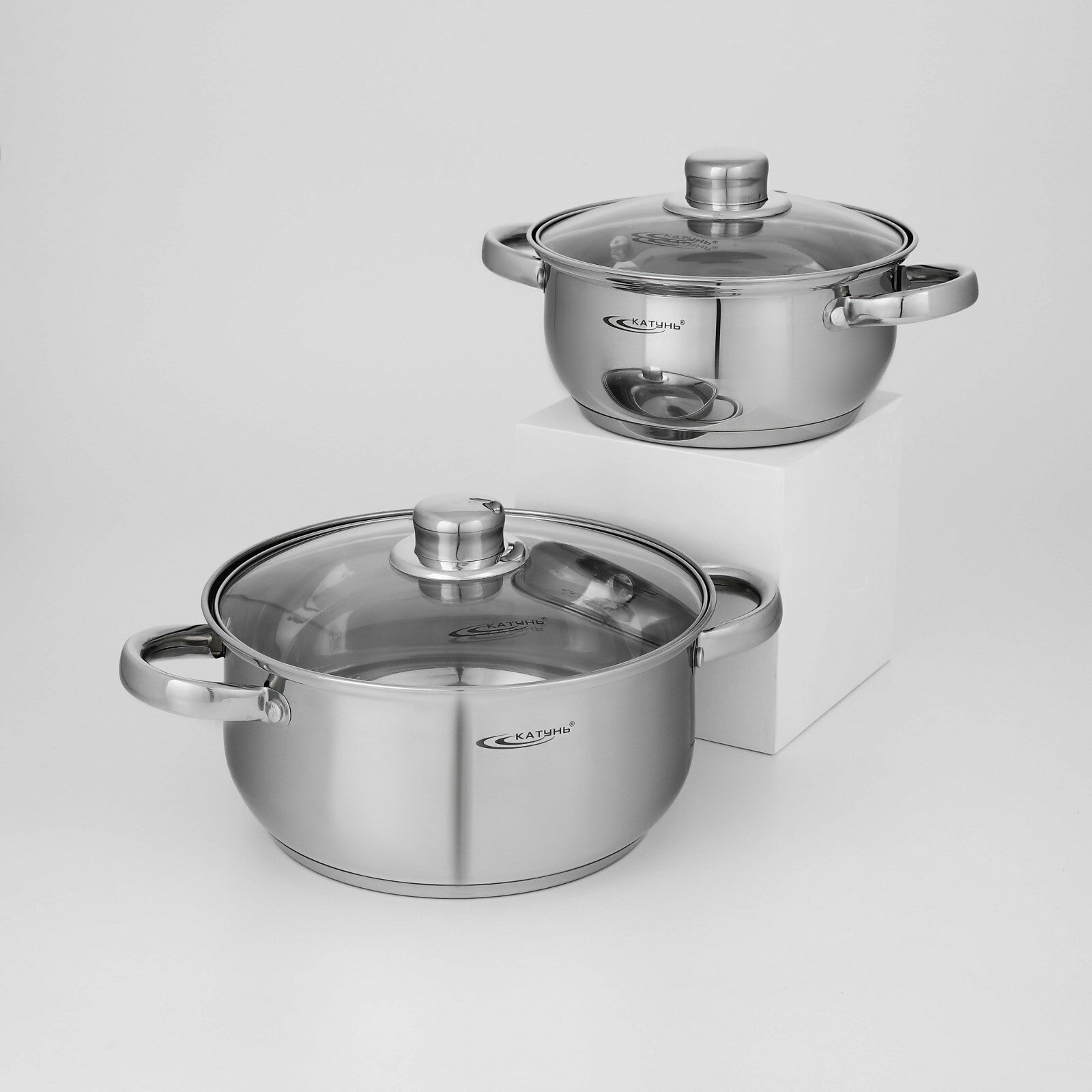 Набор кастрюль "Гретта", 2 предмета: 2.2; 4.2 л, капсульное дно, индукция, нержавеющая сталь, AISI - 201