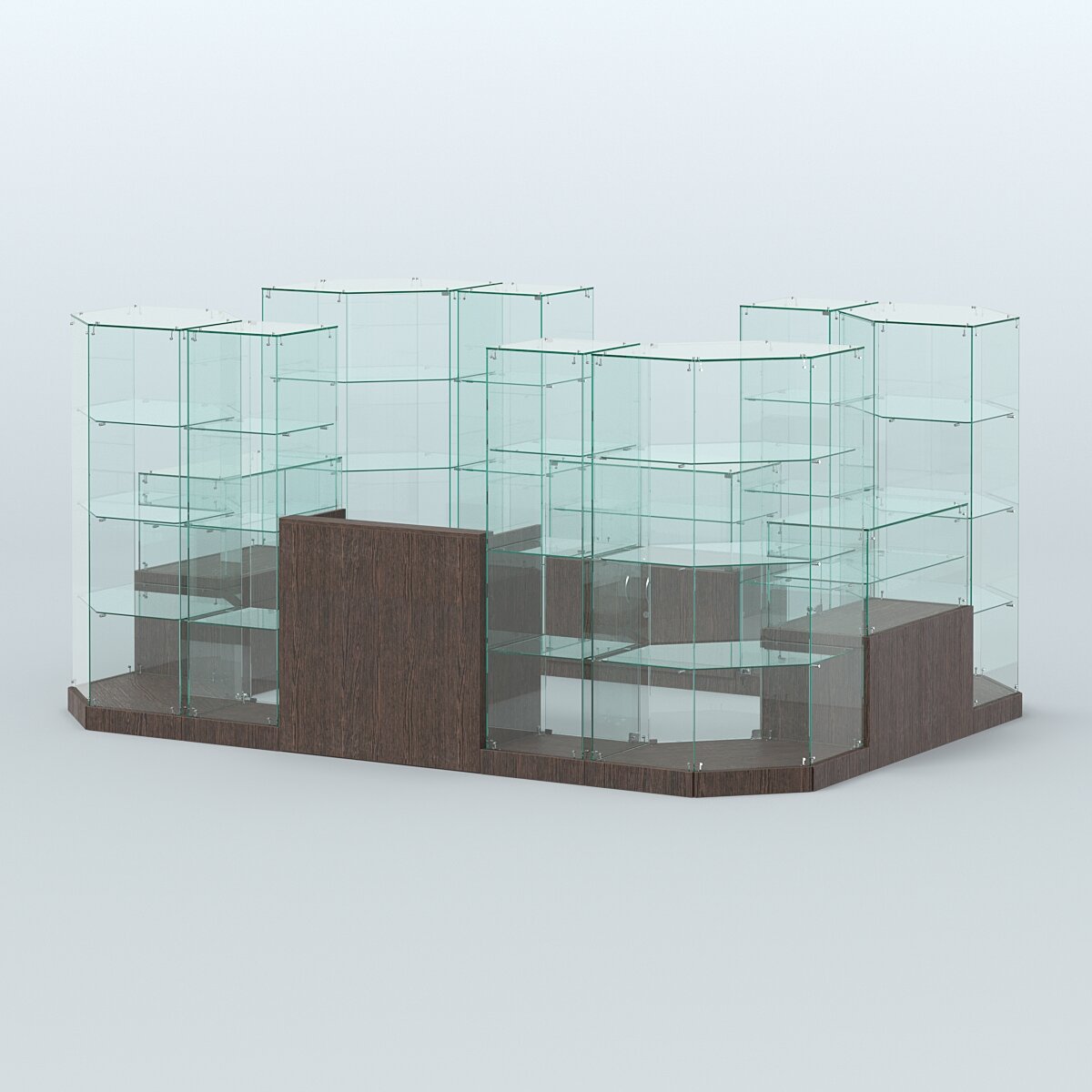 Торговый стеклянный павильон Абсолют №12а (закрытый) (8, 26 кв. м), Дуб Венге