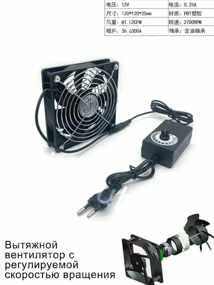 80-мм вытяжной вентилятор с двойным шарикоподшипником