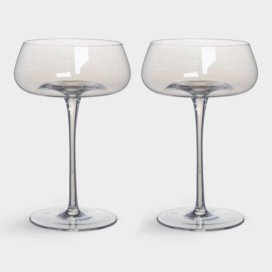 Набор бокалов-креманок для шампанского Anna Lafarg Opera polar 2 шт, 270 мл, кристальное стекло, перламутр (ANLAF-EO2501)