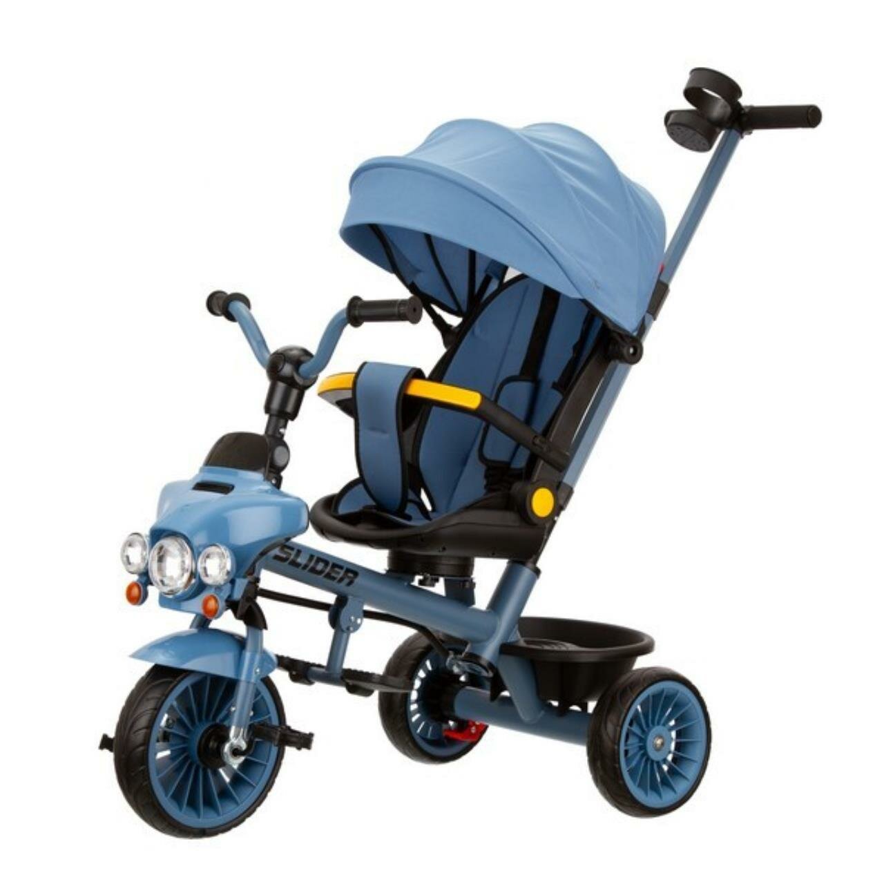 Велосипед Slider, трехколесный, с ручкой и колесами 10/8 дюймов, с фарой и звуковыми эффектами