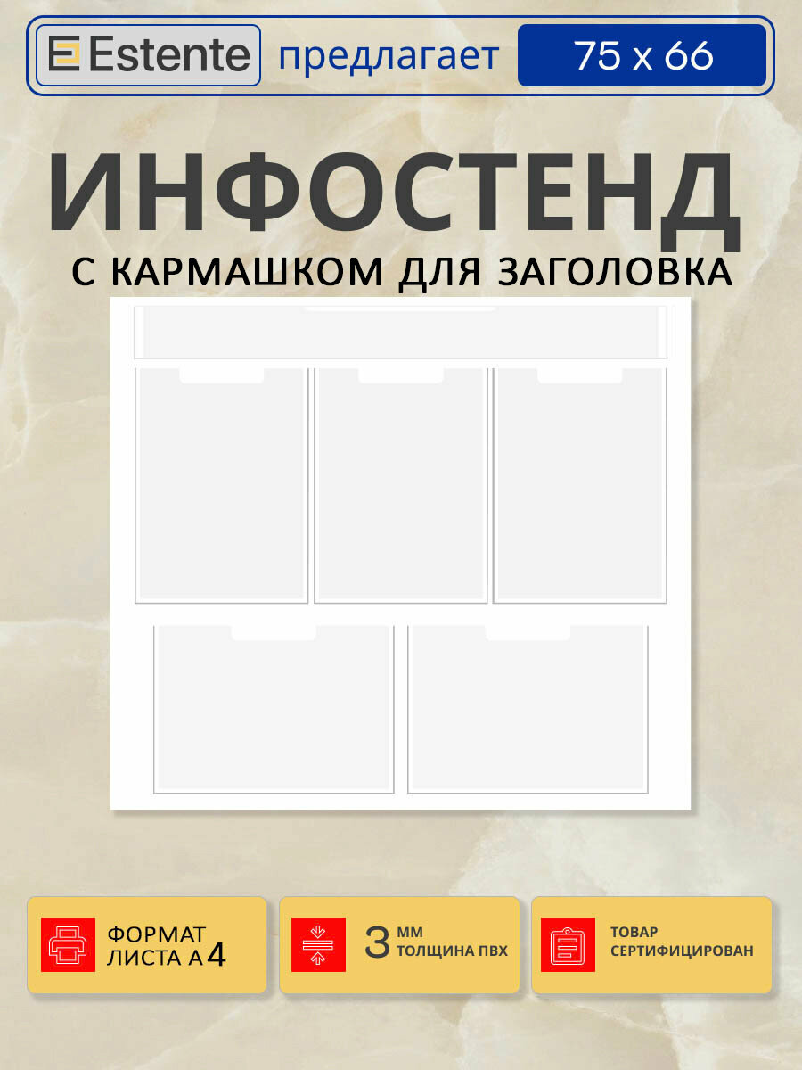 Информационный стенд с карманом под заголовок