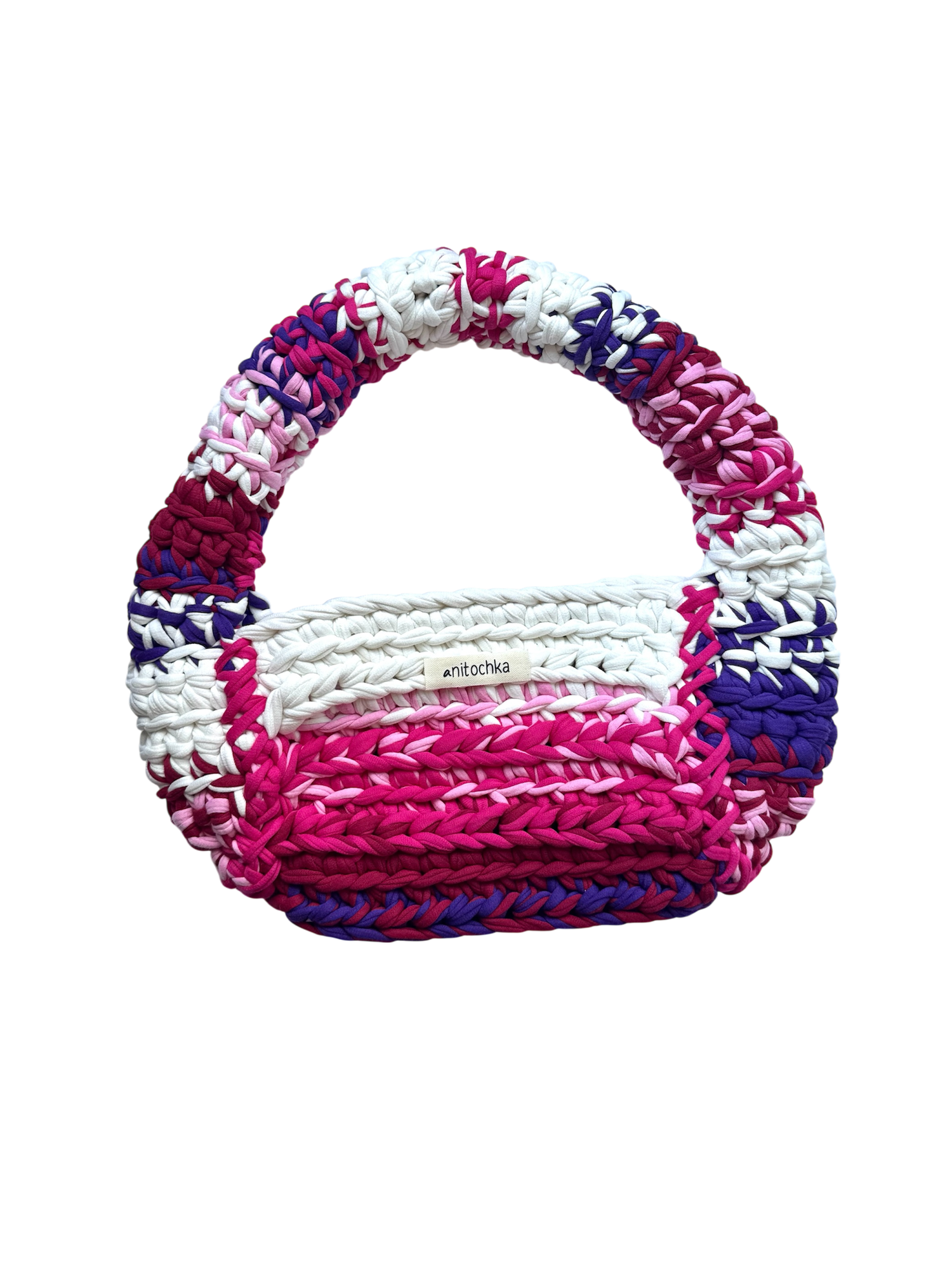 Сумка тоут  anitochka.shop, круглая, молочный/розовый/фиолетовый