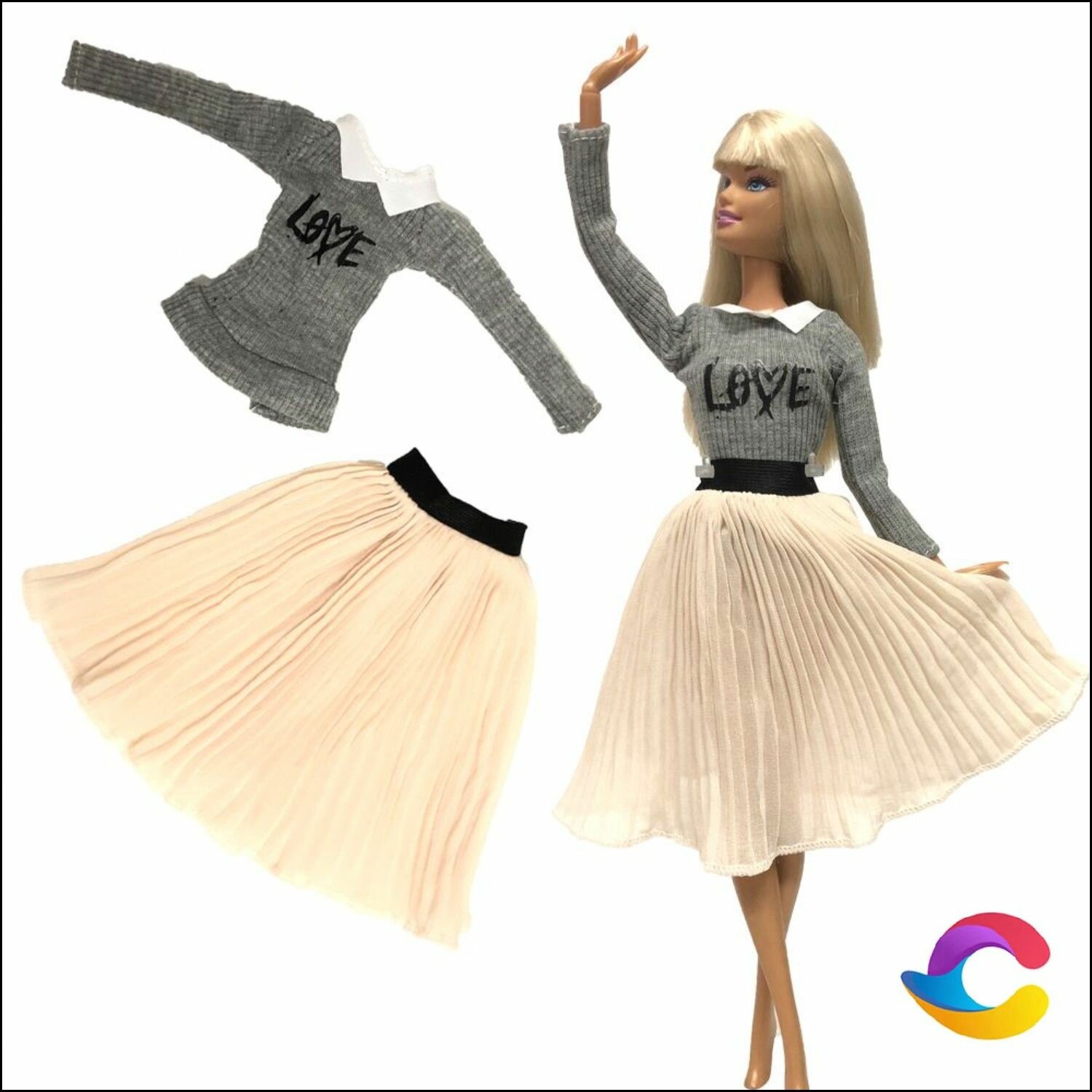 Модное Кукольное платье из 2 частей для одежды Барби