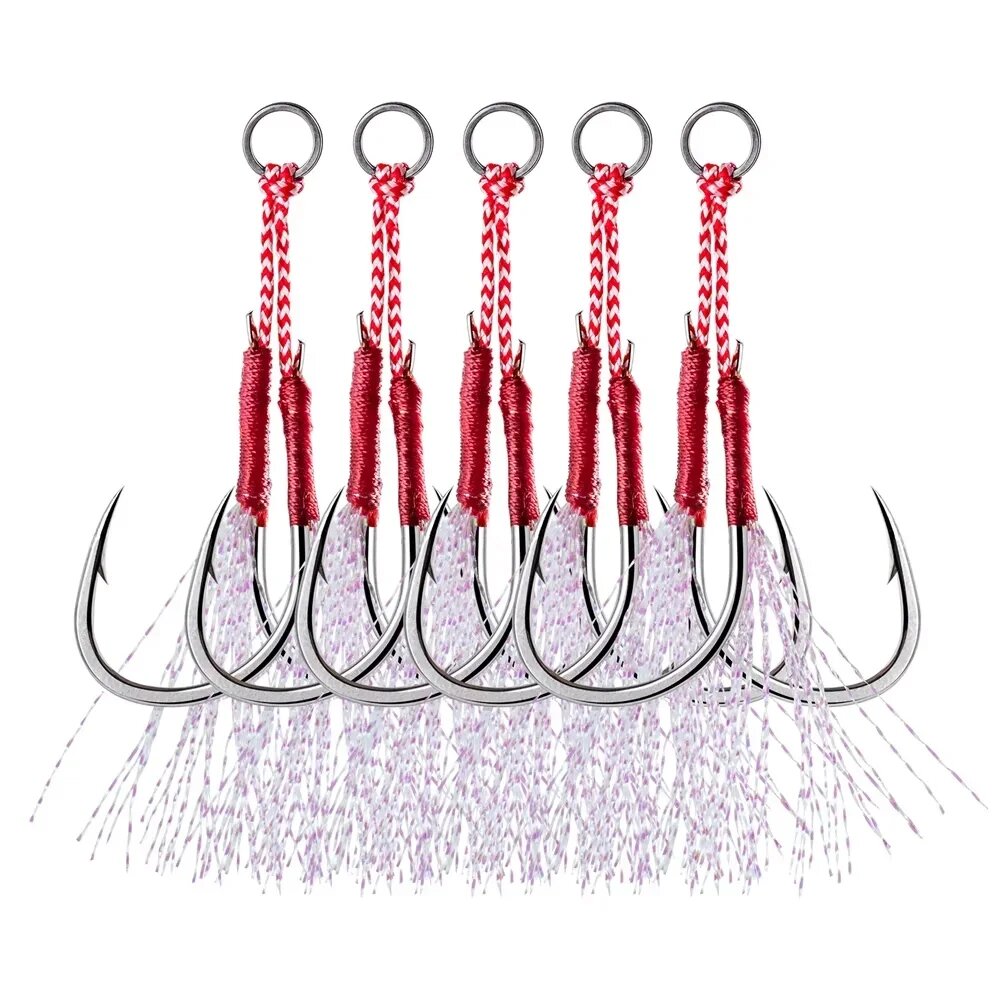 Goture Рыболовные крючки для медленного джиггинга #1-#4 1, 5PCS Red