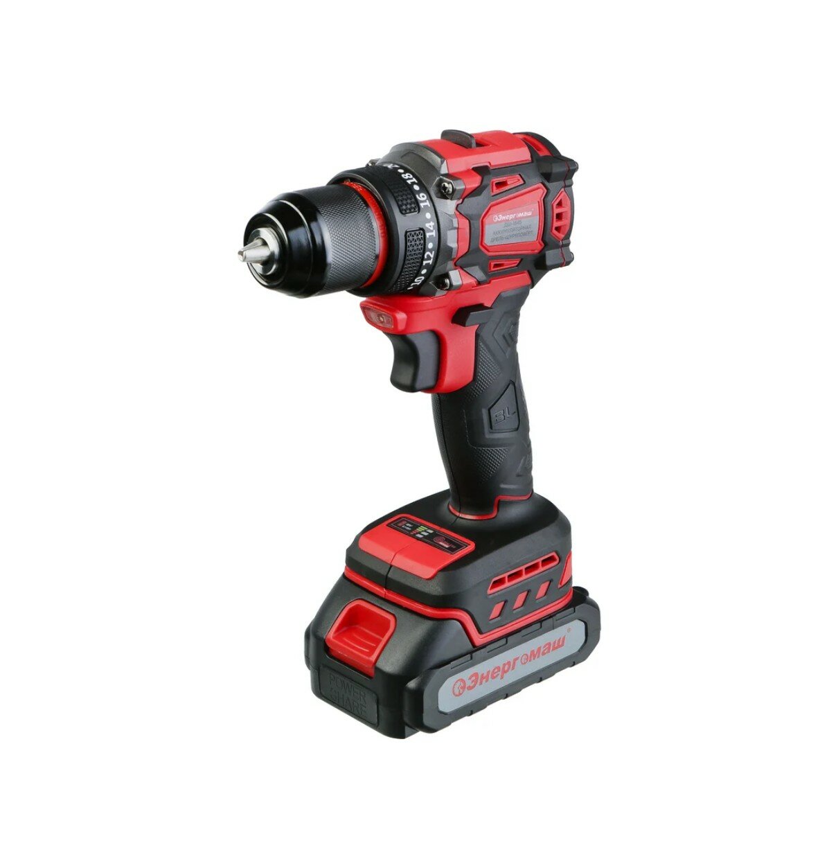 Дрель аккумуляторная бесщеточная Энергомаш, 18В, 45Нм, 2х2.0Ач, ЗУ, кейс