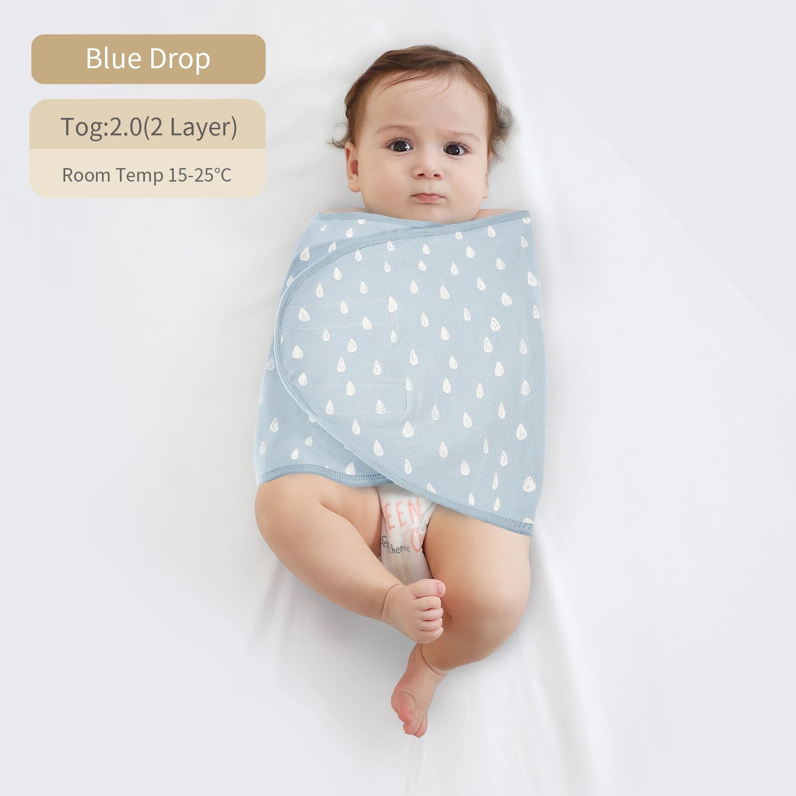 Пеленка-кокон для новорожденных Blue Drop, голубой, S, 2 слоя