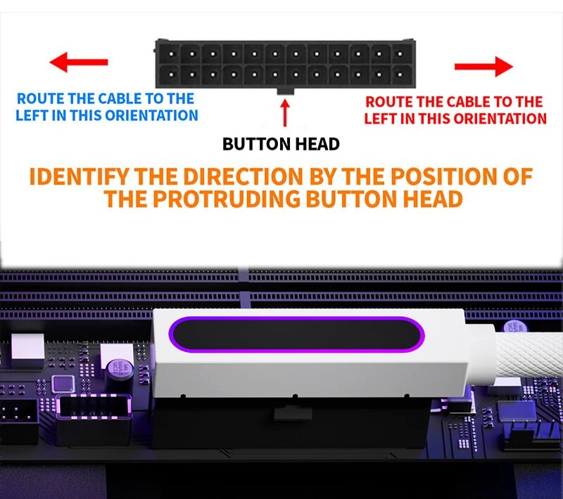 ARGB 24-контактный кабель питания материнской платы 24PIN Right-White