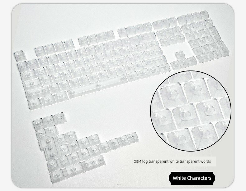 Комплект матовых черных прозрачных кейкапов OEM (пять сторон), без гравировки, с фронтальной или боковой гравировкой,