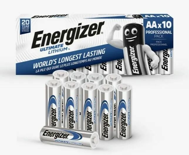 Батарейка литиевая Energizer Ultimate Lithium R06/AA (L91) пальчиковая, 10 штук (1 упаковка - 10 штук)