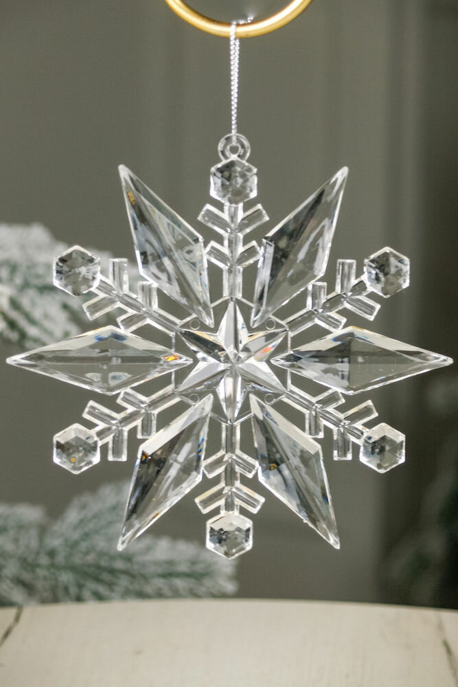 Ёлочное украшение снежинка мориа, акрил, прозрачный, 12 см, Koopman International AKP100420-2
