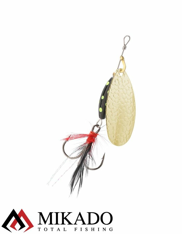 Блесна вращающаяся с кисточкой Mikado M-GRUB № 2, 7 г, GOLD/BLACK LEMON