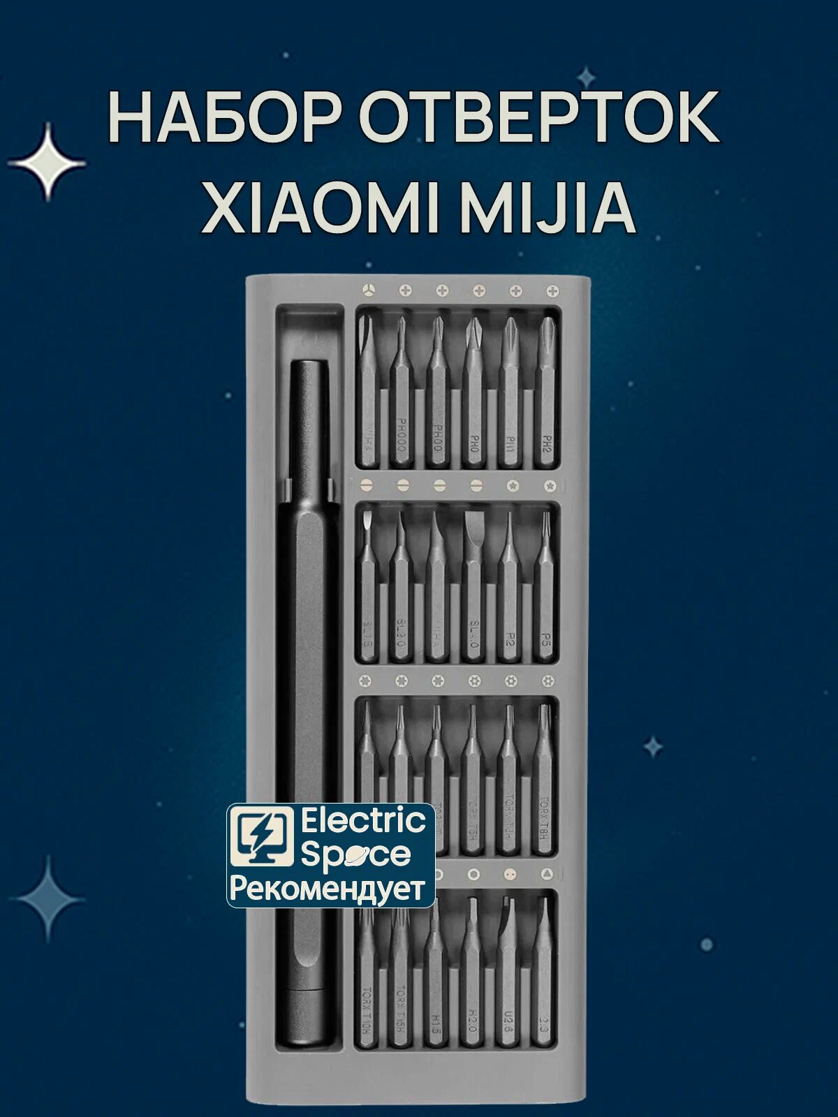 Отвертка с насадками MiJia Wiha Screwdriver Set 24in1, MJJXLSD002QW, темно-серый