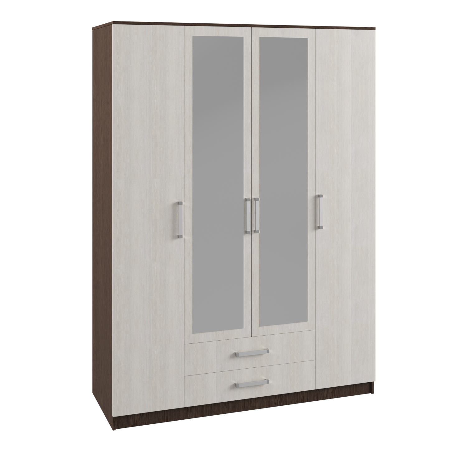 Шкаф четырехдверный для одежды "Успех", дуб белфорд/венге
