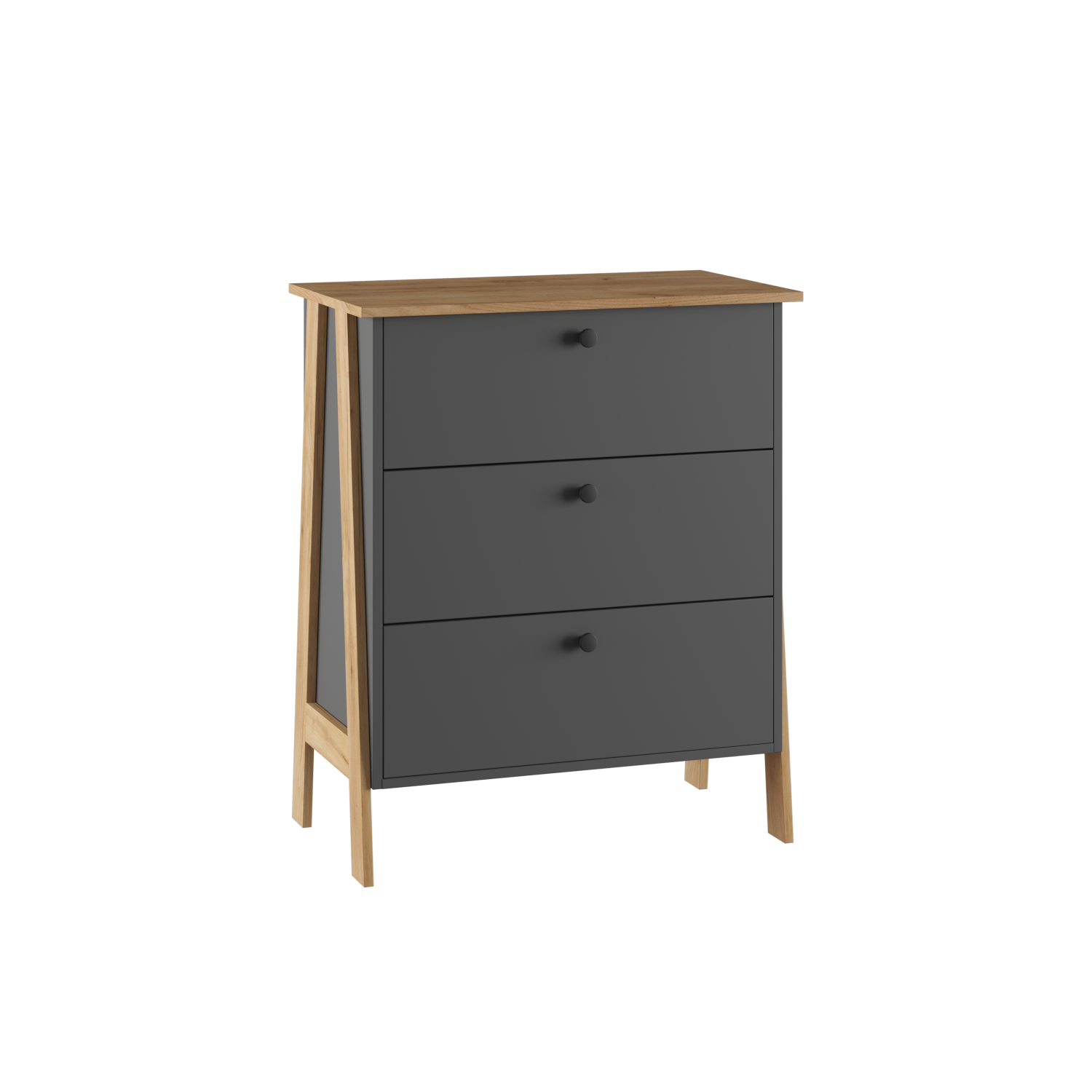 Комод "ПВШ Теодора", графит/дуб крафт золотой