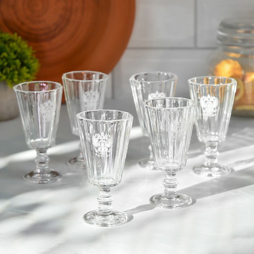 Набор лафитников 6 предметов 50 мл, стекло, с гербом россии, подарочная коробка